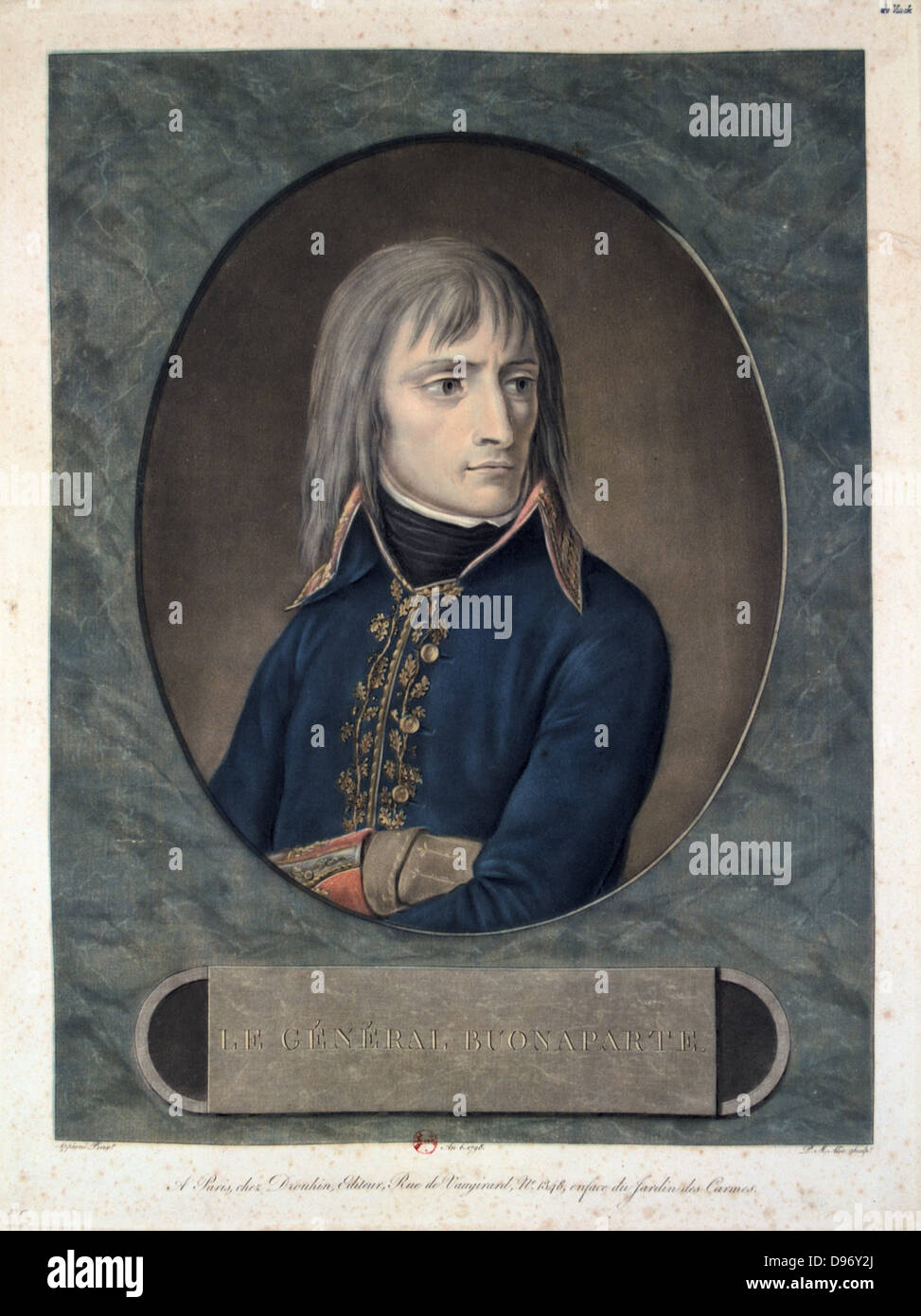 General Bonaparte (1769-1821). Aquatint published 1796 Stock Photo - Alamy