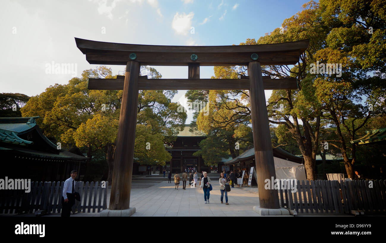 Wooden Torii Gate at Meiji Shrine's Side Entrance Stock Photo - Alamy