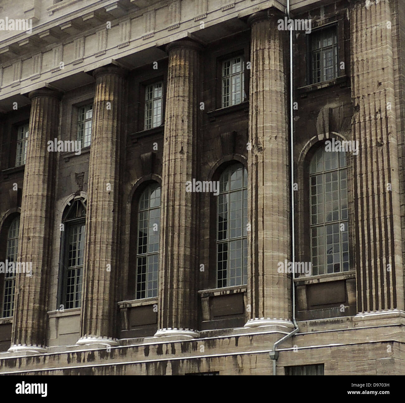 World War II. Bullet and shell damaged columns at the Pergamum Museum ...