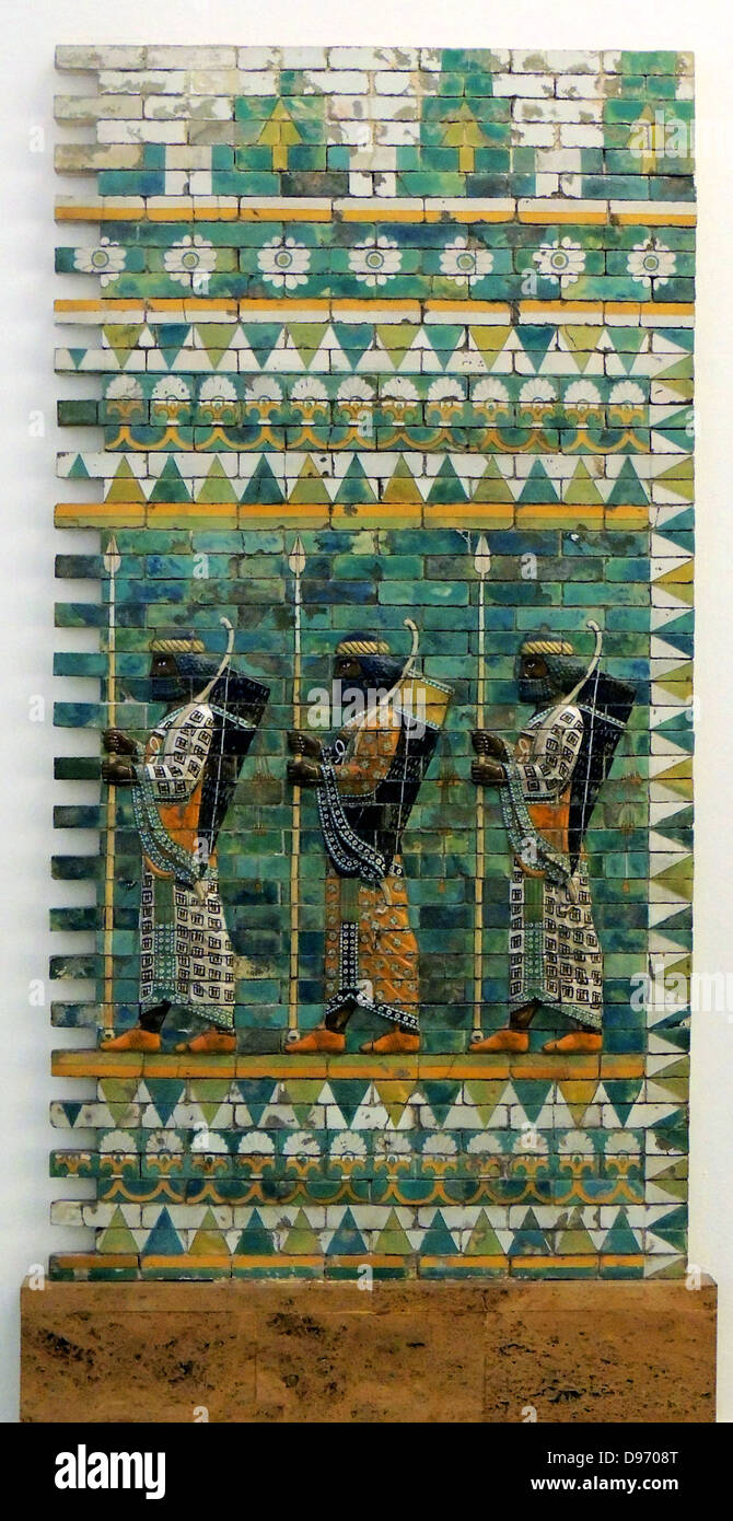 Ishtar Gates, Babylon plus details showing palms, lions and animals ...