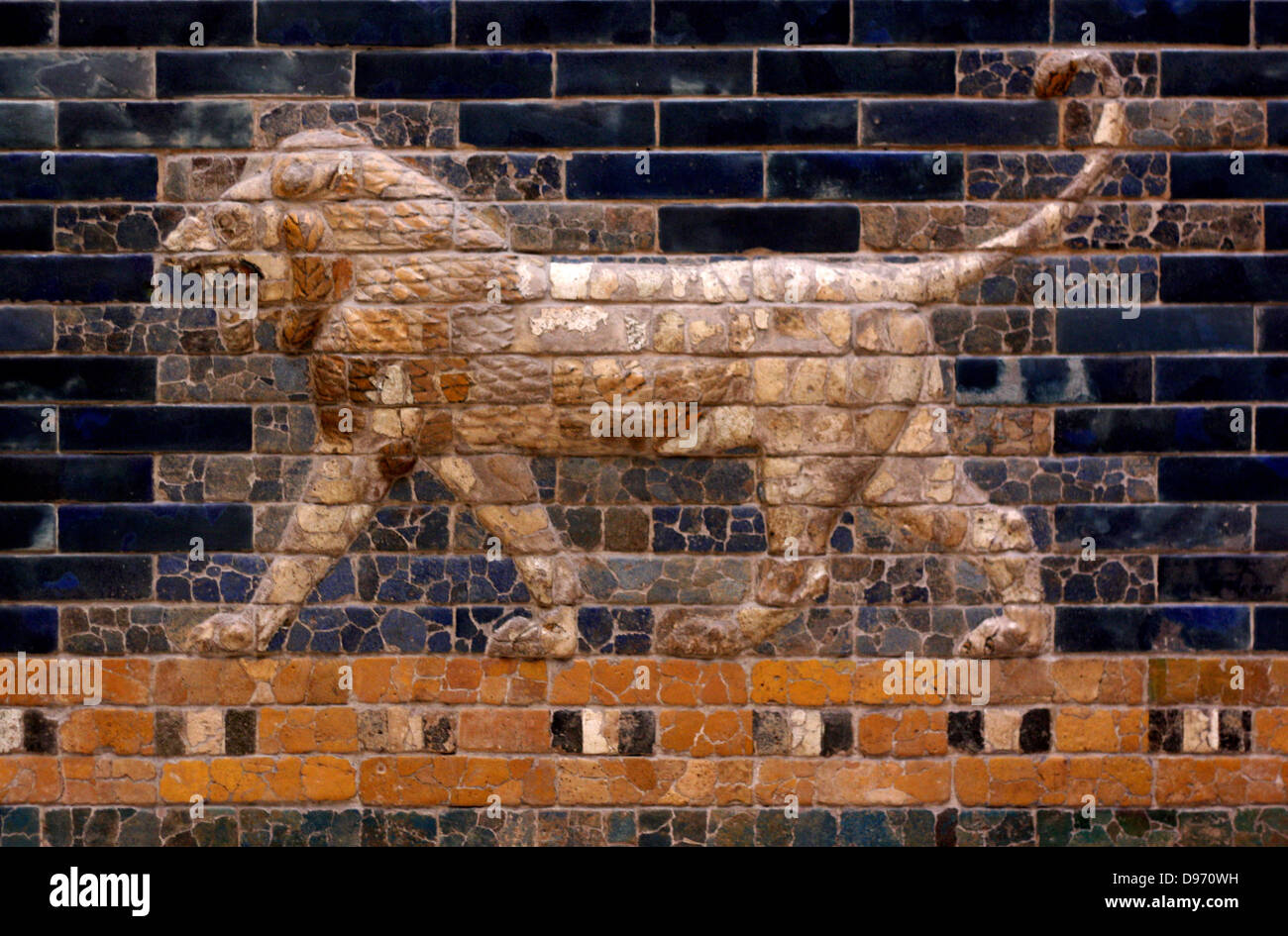 Ishtar Gates, Babylon plus details showing palms, lions and animals ...