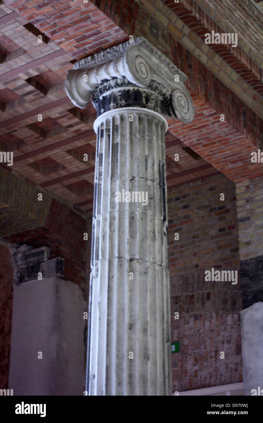 World War II. Bullet and shell damaged columns at the Pergamum Museum ...