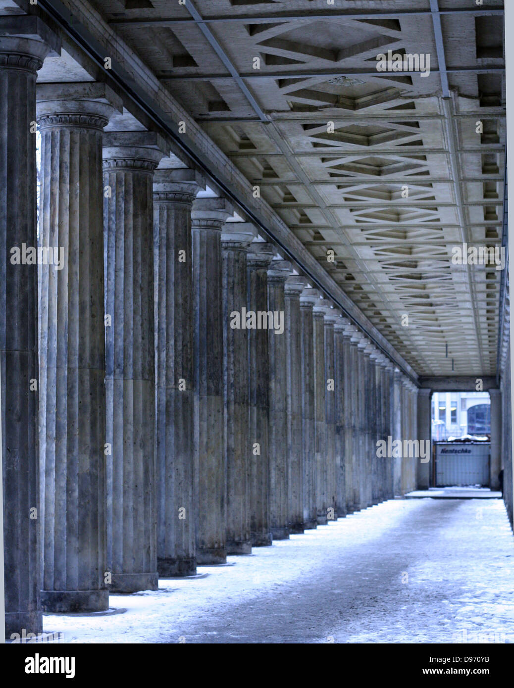 World War II. Bullet and shell damaged columns at the Pergamum Museum ...