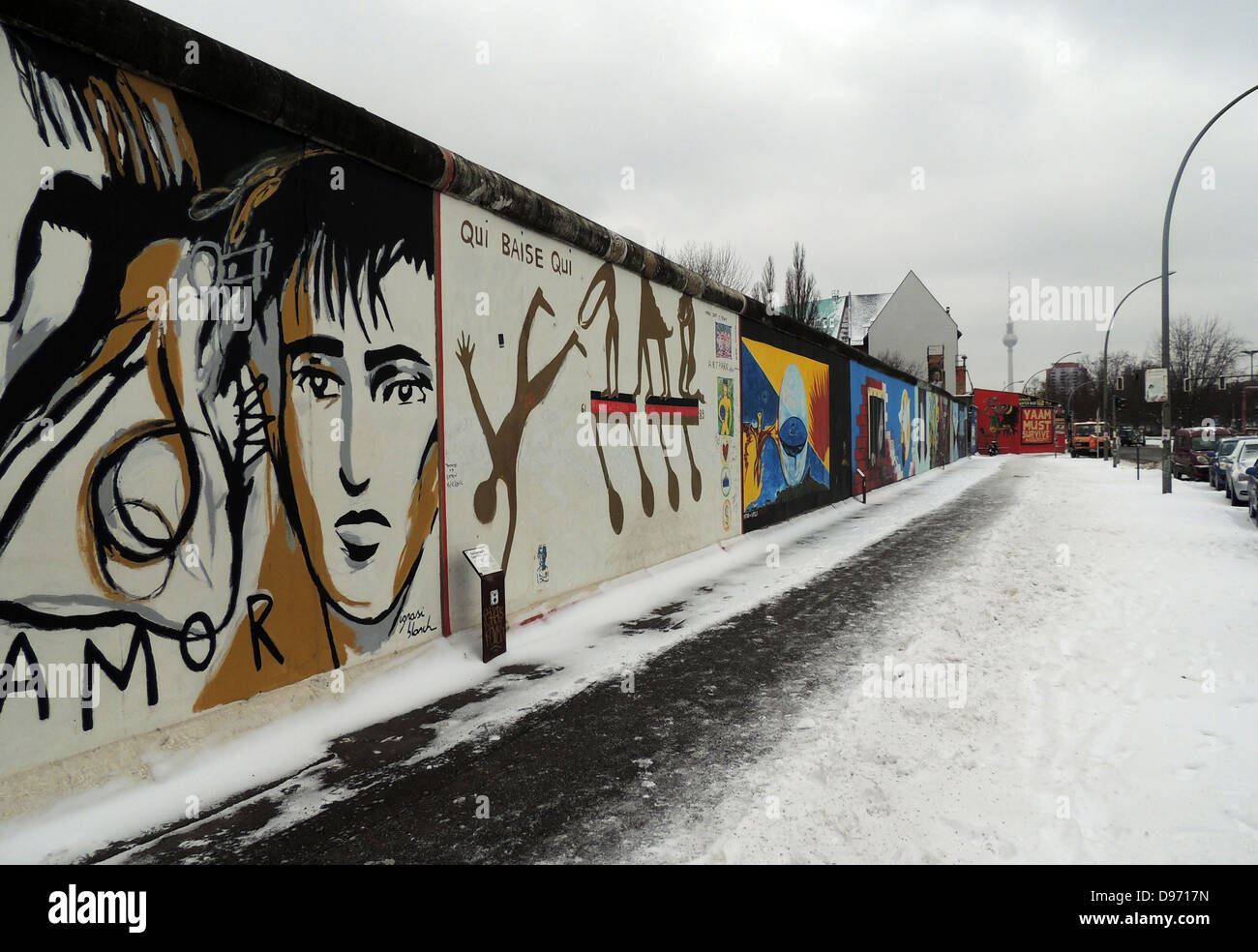 The Berlin Wall 1961-1989. Graffiti on the remaining section of the Wall. The barrier ...