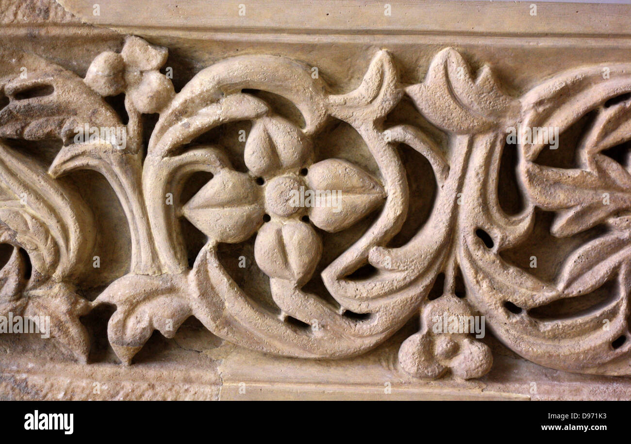 Trajaneum Pediment slab with relief of a helmet Southern pediment of ...