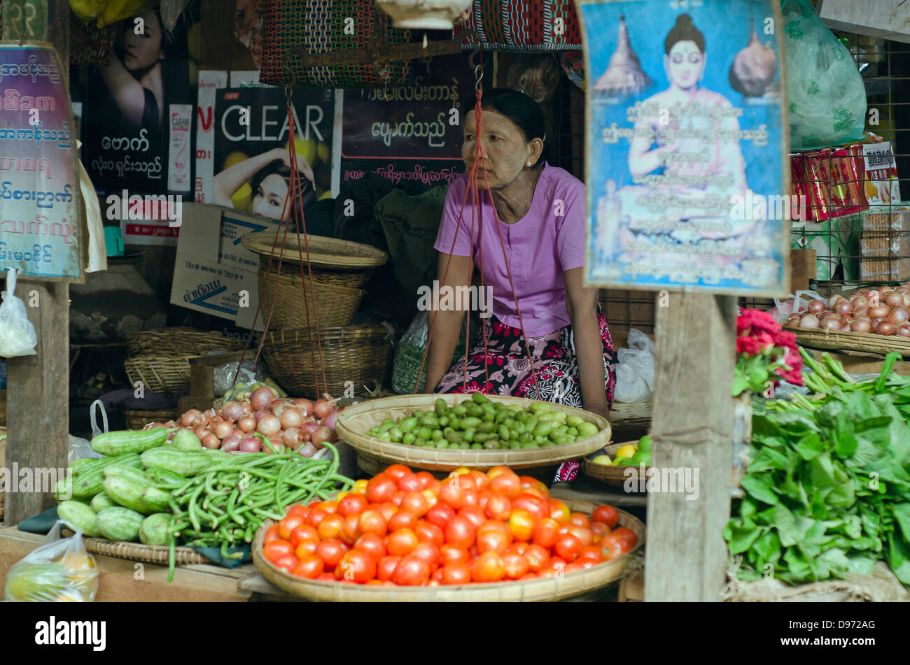 Vegetable market burma food myanmar woman burma woman hi-res stock ...