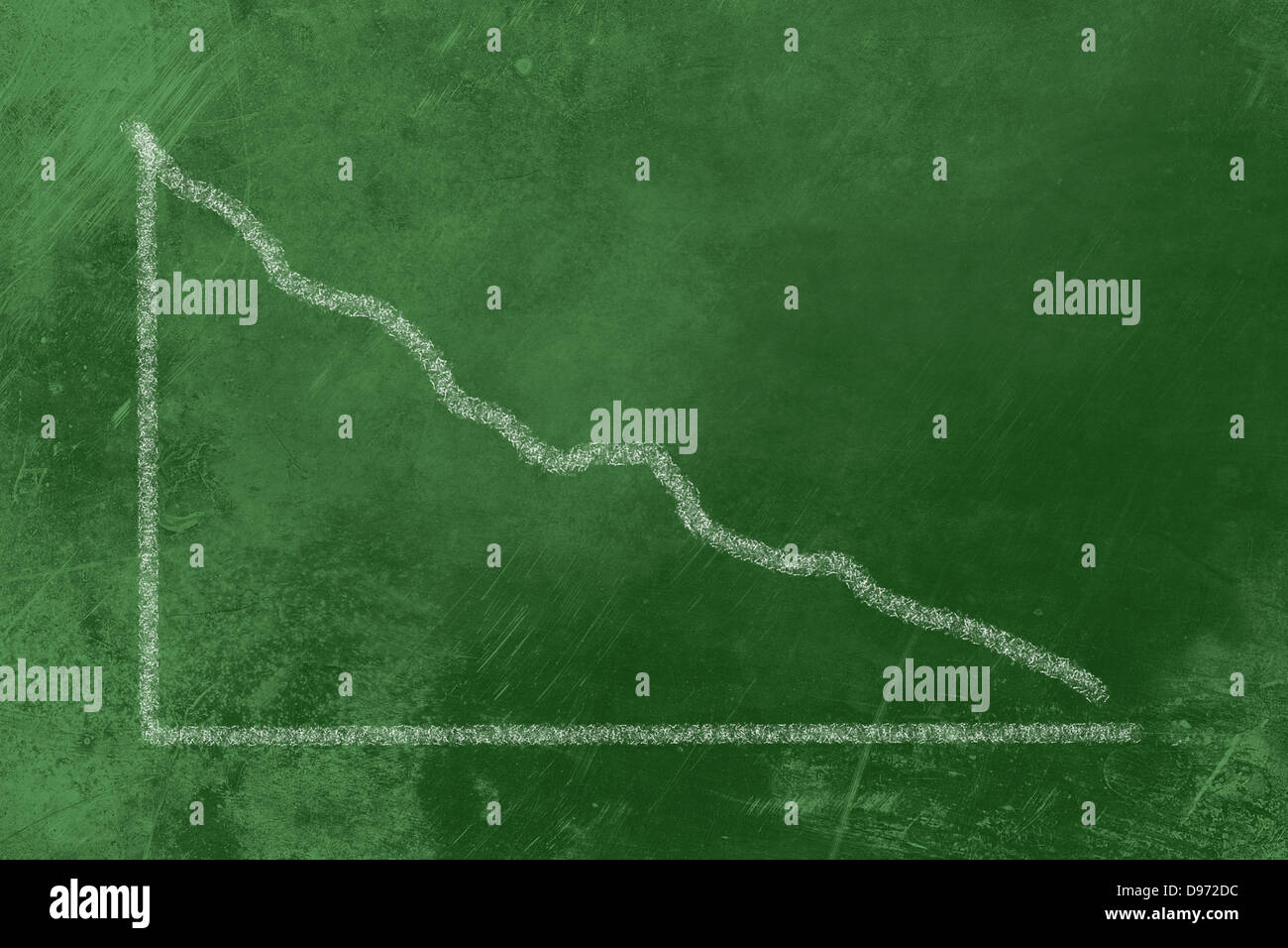 A graph on a blackboard trend downwards Stock Photo - Alamy