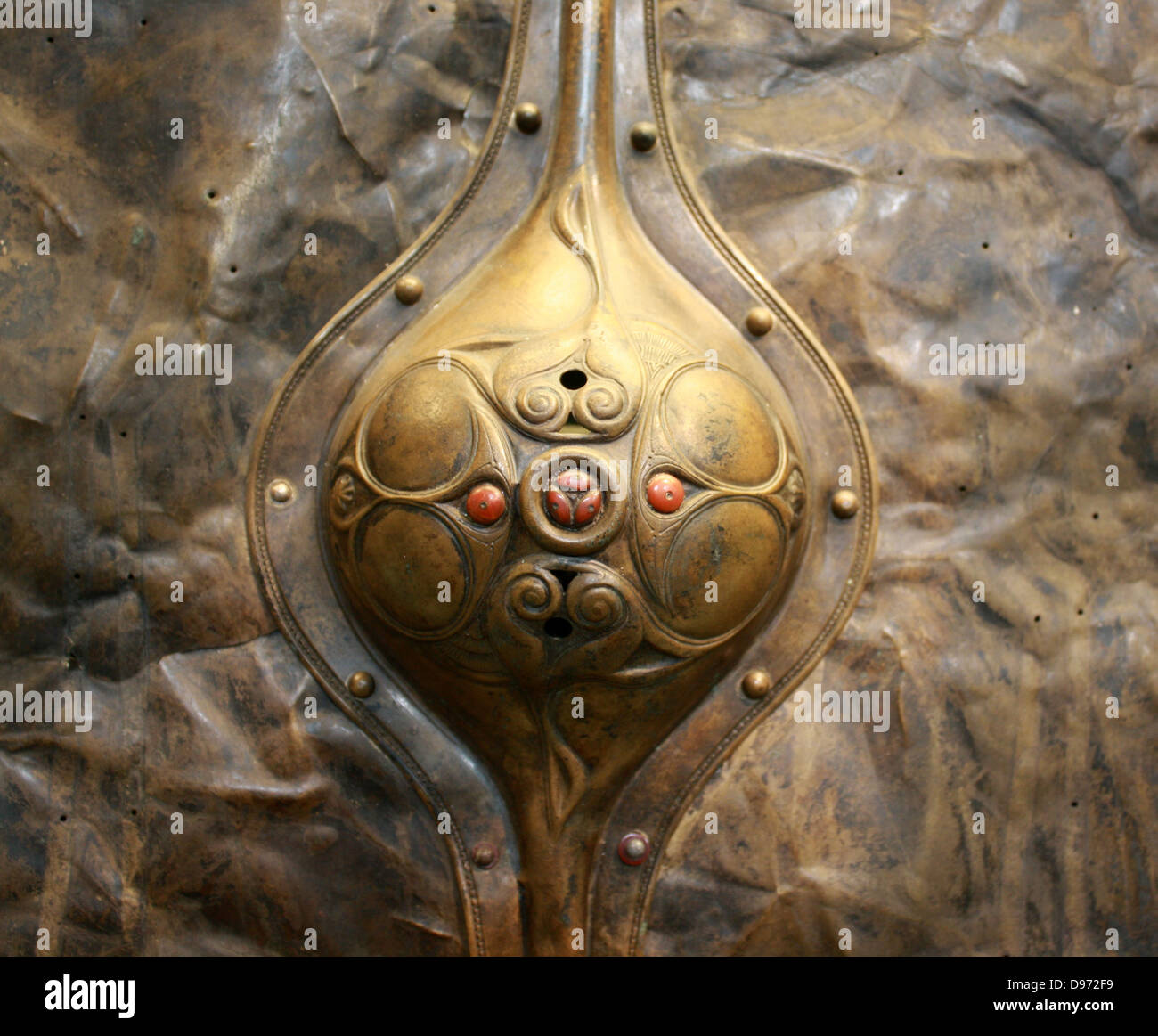 Shield facing in sheet bronze. 400-300 BC. From the river Witham near ...