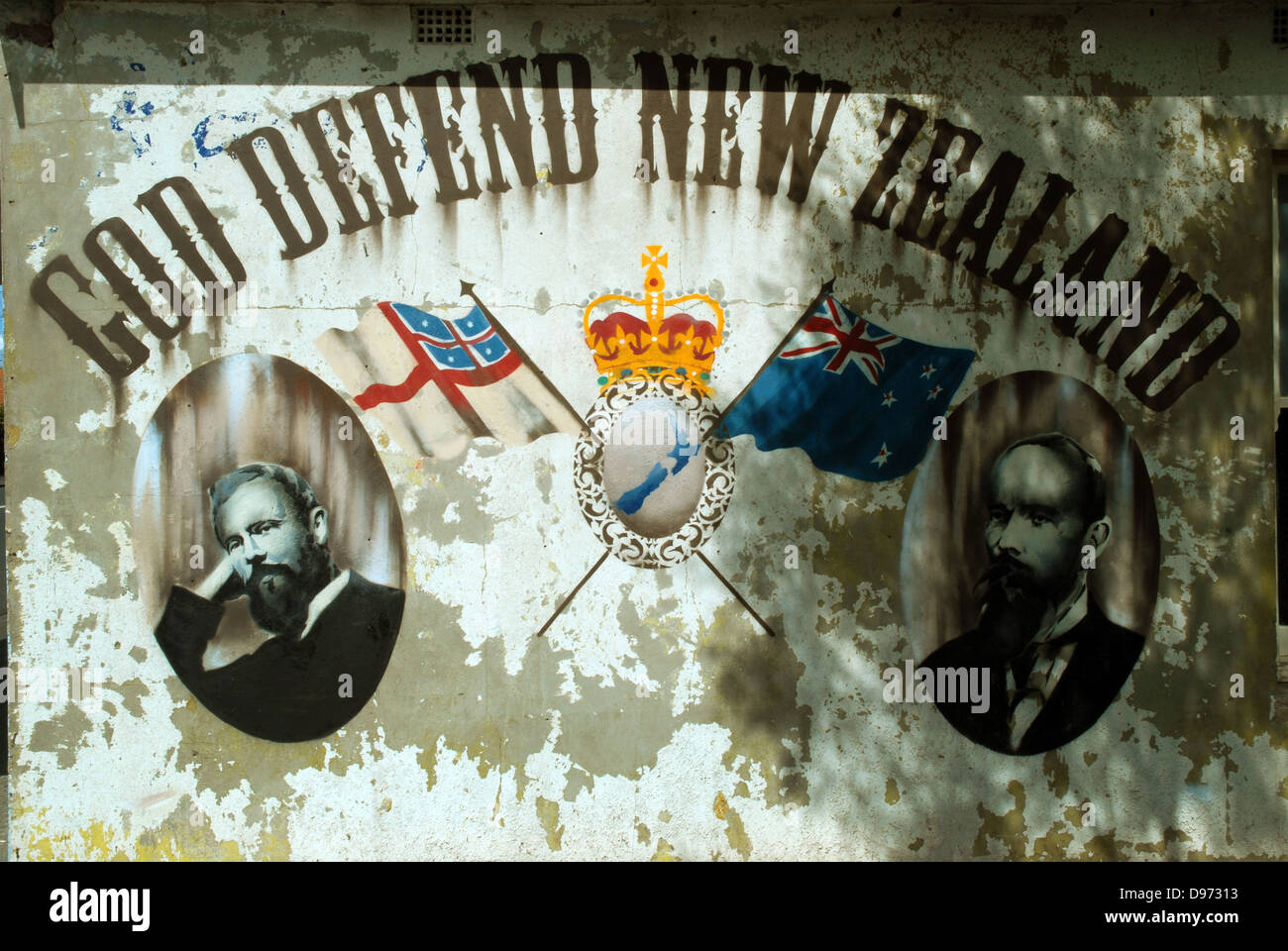 God Defend New Zealand Mural, Auckland, New Zealand Stock Photo - Alamy