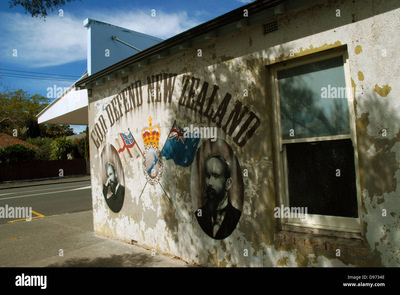 God Defend New Zealand Mural, Auckland, New Zealand Stock Photo - Alamy