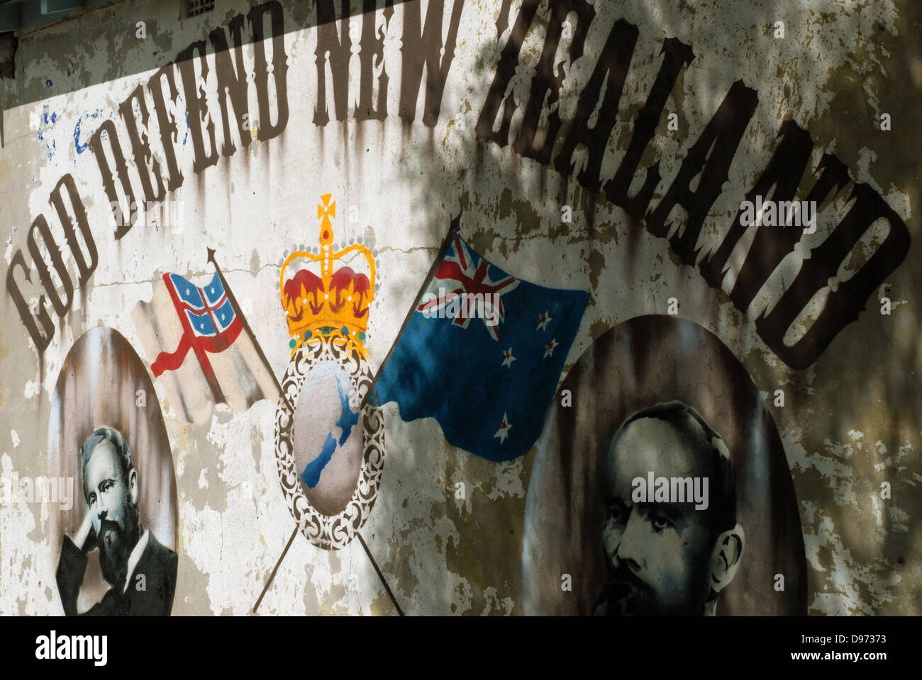 God Defend New Zealand Mural, Auckland, New Zealand Stock Photo - Alamy