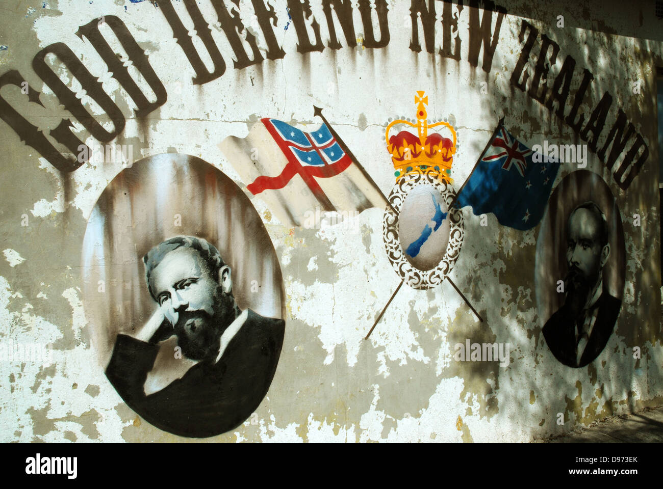 God Defend New Zealand Mural, Auckland, New Zealand Stock Photo - Alamy