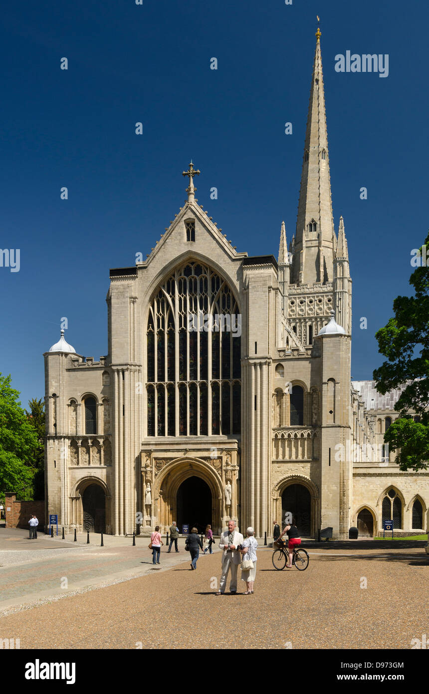 Norwich Cathedral Norfolk England UK viewed from Erpingham Gate Stock ...