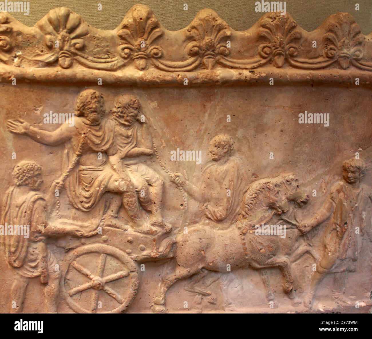 Terracotta panel showing part of a triumphal procession. Roman, made in ...