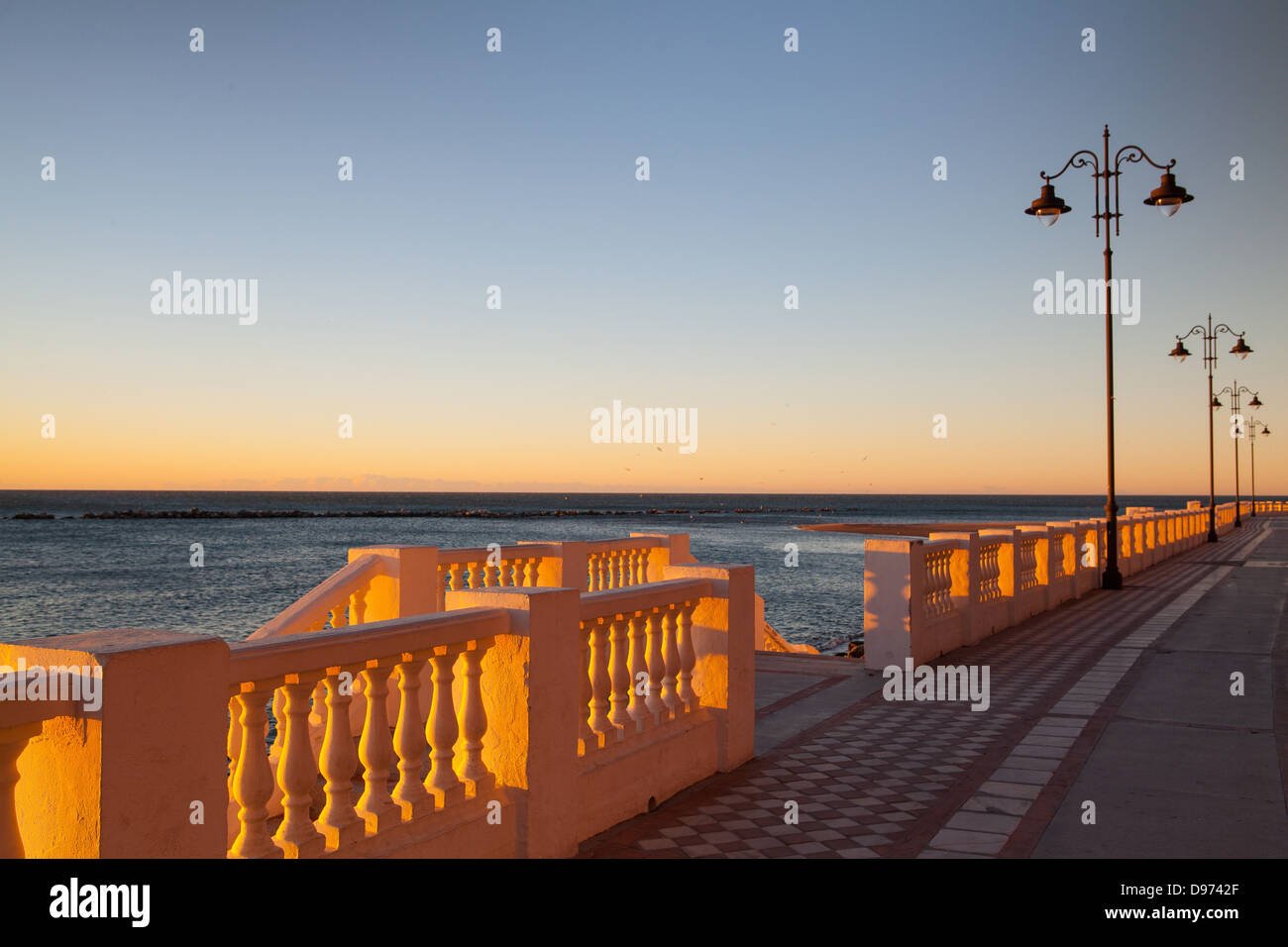 Empty promenade on Malaga beach in Spain Stock Photo - Alamy