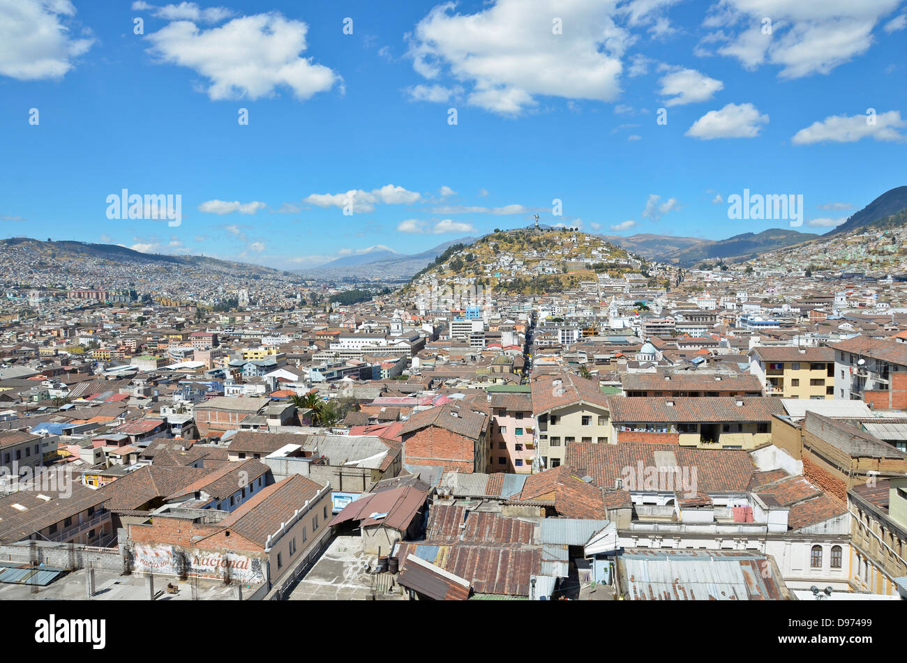 Ecuador, Quito, View of town with mountains in background Stock Photo ...