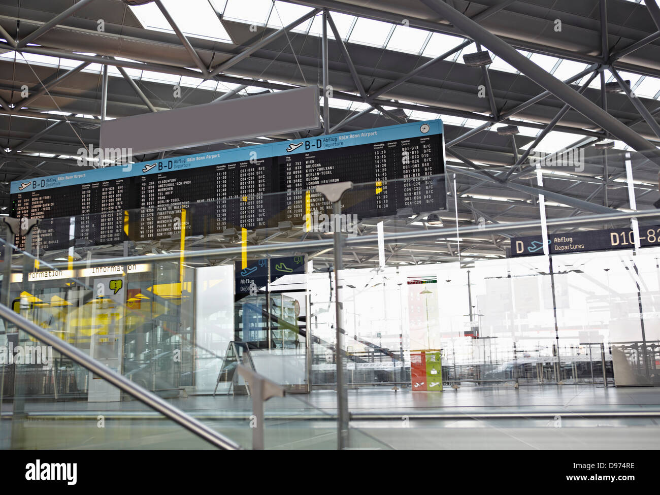Germany, Cologne, Airport with arrival and departure board Stock Photo ...