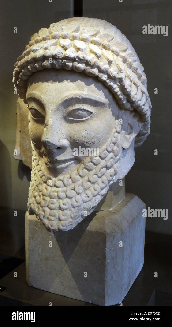 Heads of male statues.limestone5th, century BC.Various localities ...