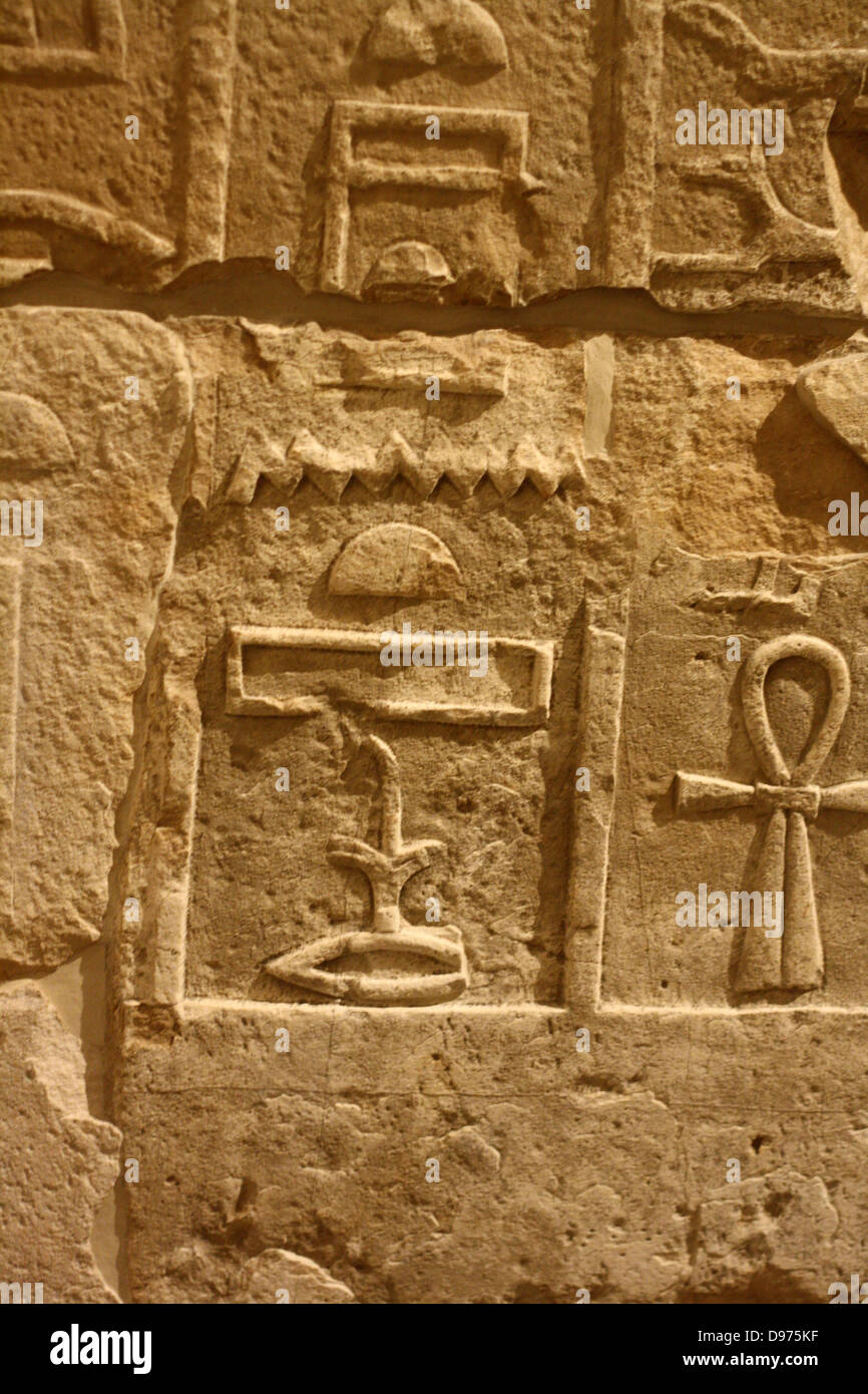 Egyptian temple reliefs Second millennium BC Stock Photo - Alamy