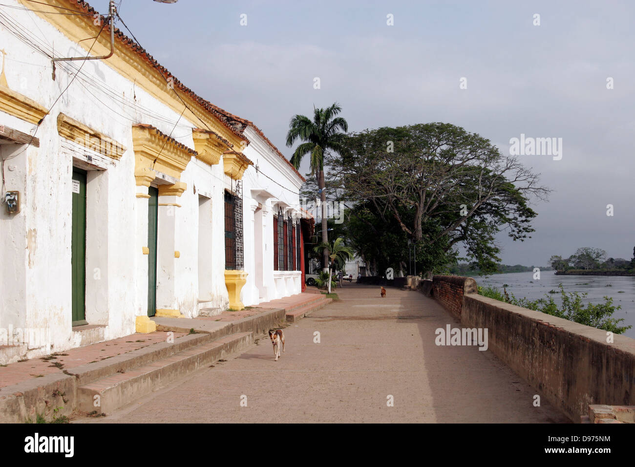 White and yellow colonial houses in Mompos (Mompox), Santa Cruz de ...