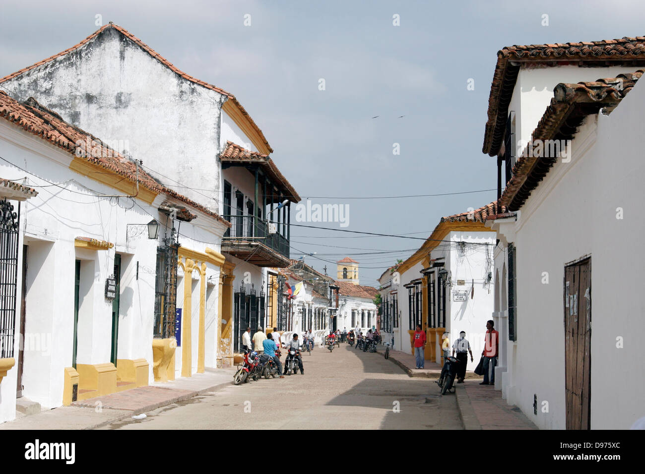 White and yellow colonial houses in Mompos (Mompox), Santa Cruz de ...