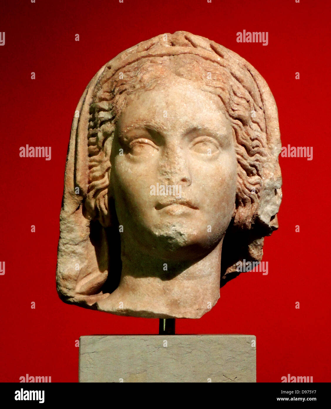 Pergamum Museum Berlin. Robed head of a priestess of the goddess Athena ...