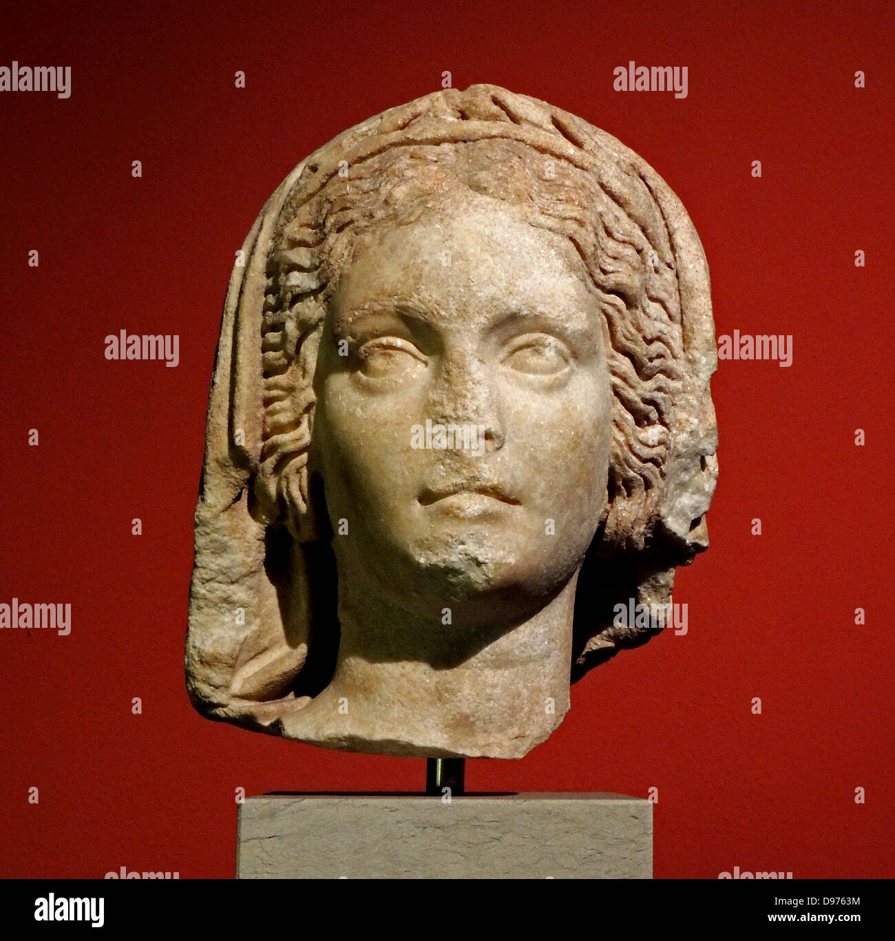 Pergamum Museum Berlin. Robed head of a priestess of the goddess Athena ...