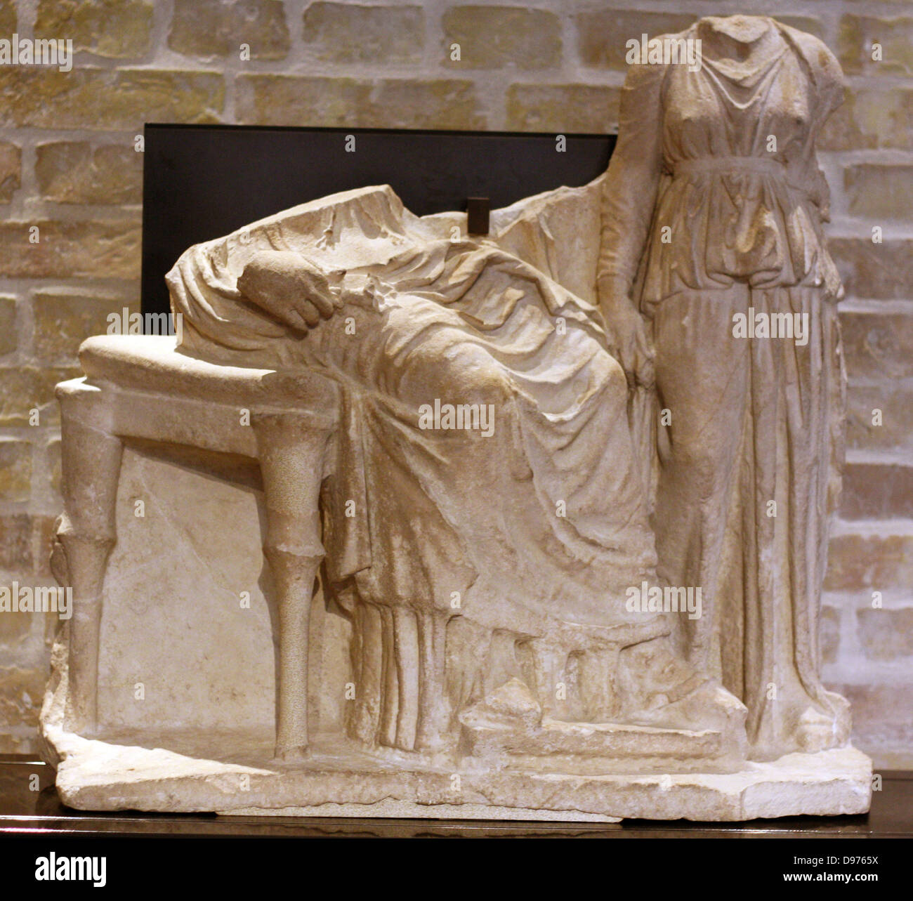 Funerary relief Woman with servant, Attic tombs limestone End 4 century ...