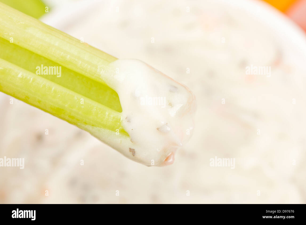 Organic Crunchy Celery and ranch dip on a background Stock Photo - Alamy