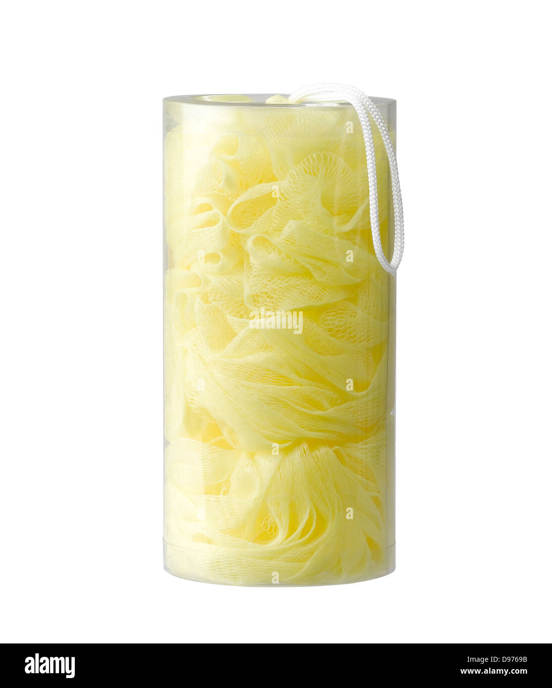 Three yellow bath sponges in a plastic box Stock Photo - Alamy