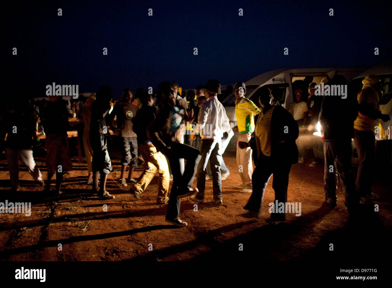 Football fans dance outside fan park viewing site after having watched ...