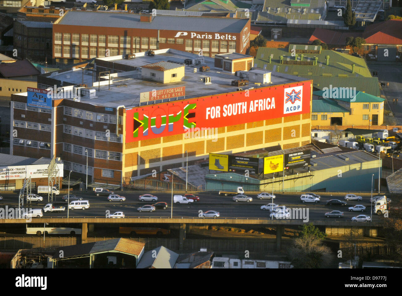 A view of a motorway in Johannesburg from the top of a skyscraper Stock ...