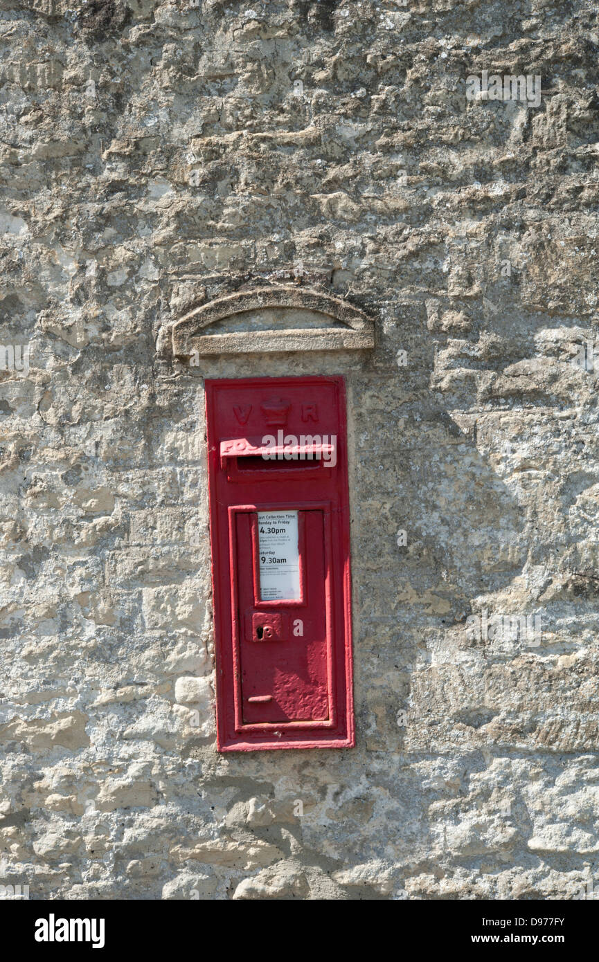 Victorian traditional wall mounted post box, Chedworth, Gloucestershire ...