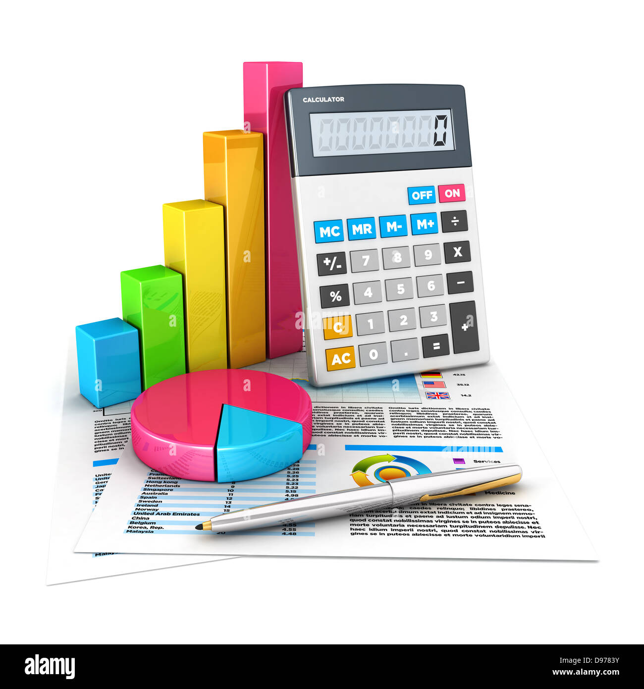 3d accounting concept, isolated white background, 3d image Stock Photo ...