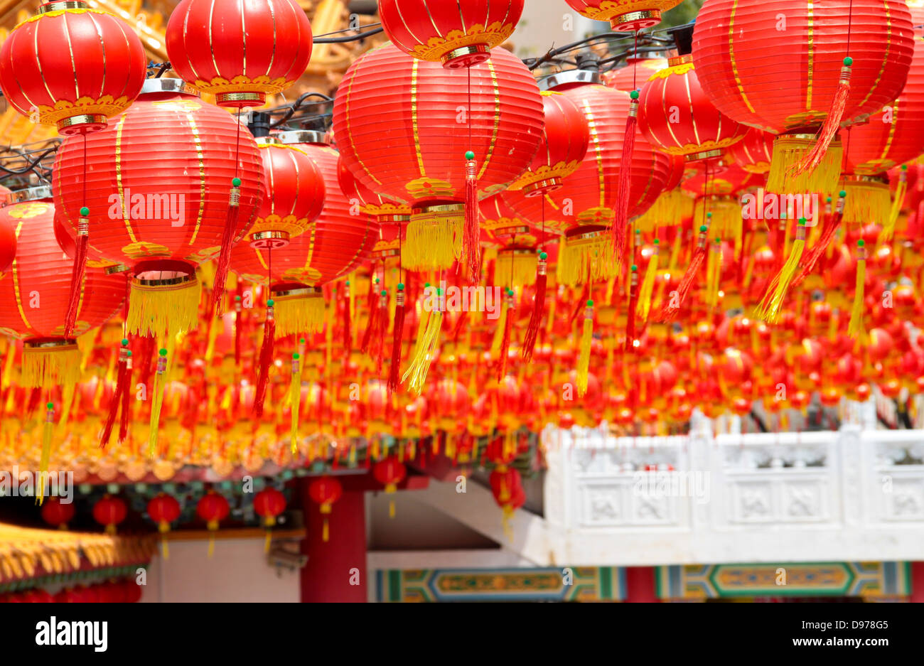 Rows of chinese red lanterns. Concept of chinese festival decorations ...