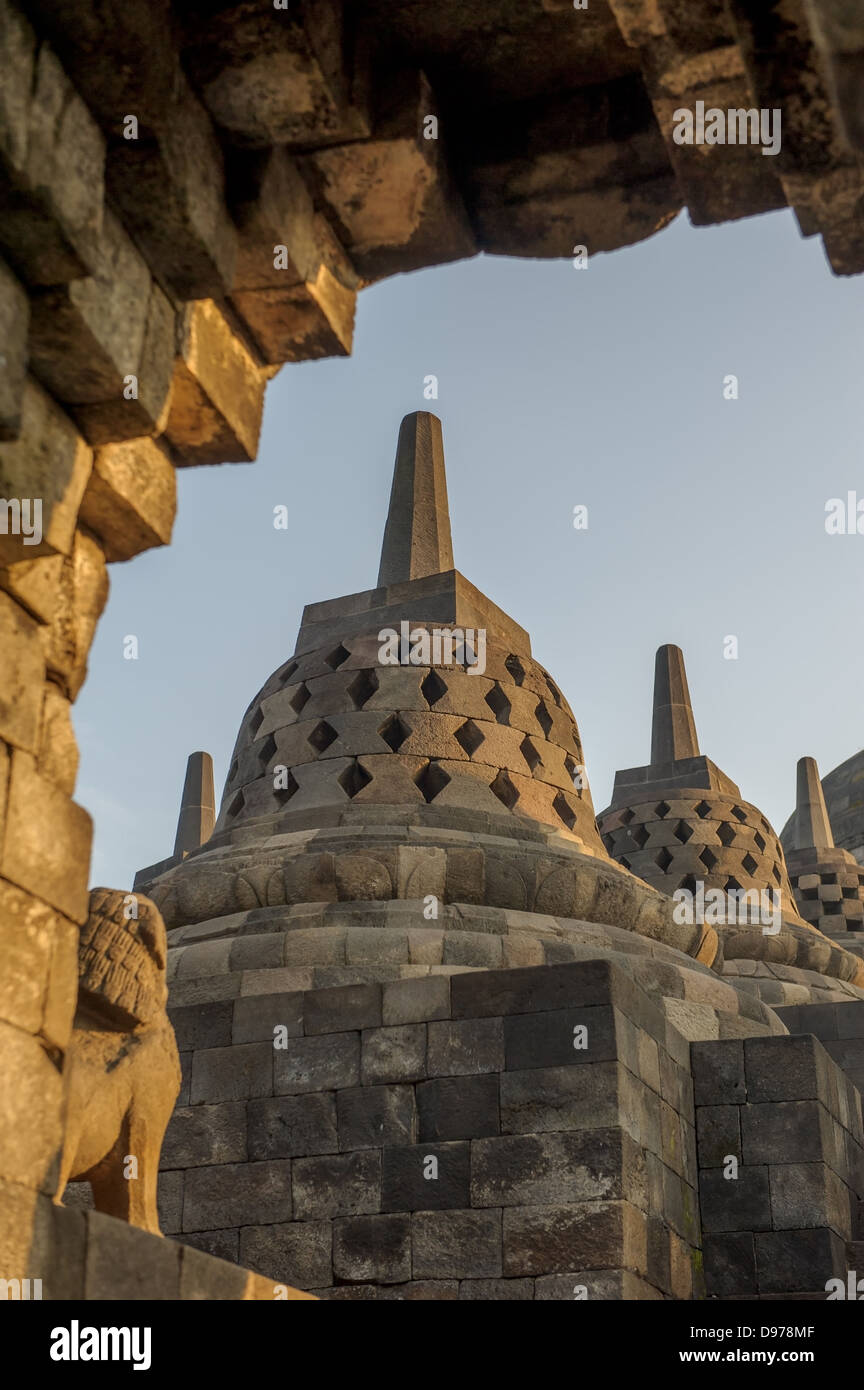 Borobudur temple at sunrise, Java, Indonesia Stock Photo - Alamy