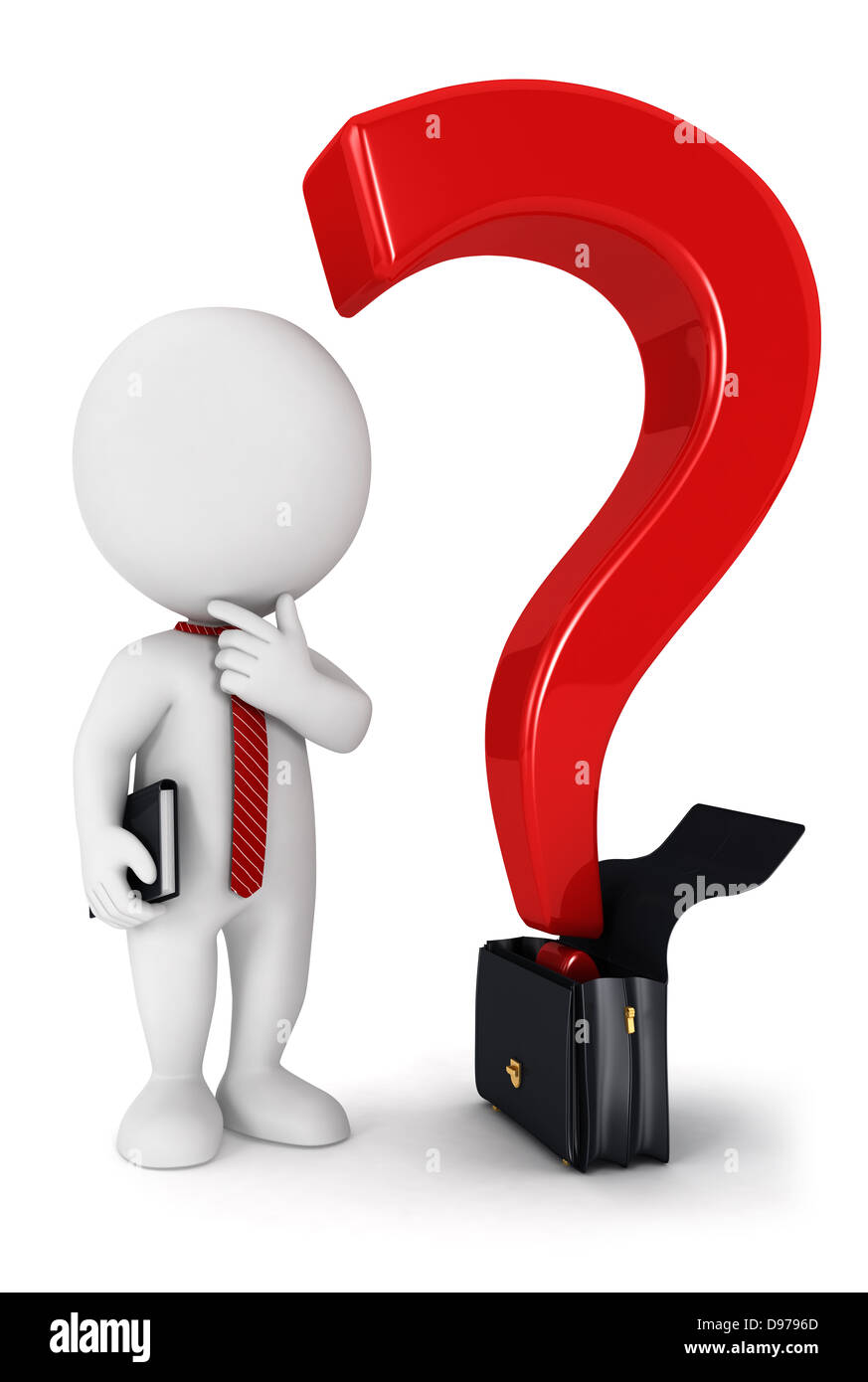 3d white people business question, isolated white background, 3d image ...