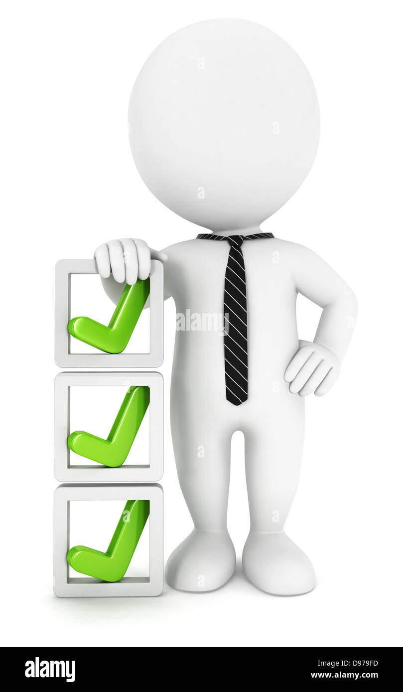 3d white people checklist, isolated white background, 3d image Stock ...