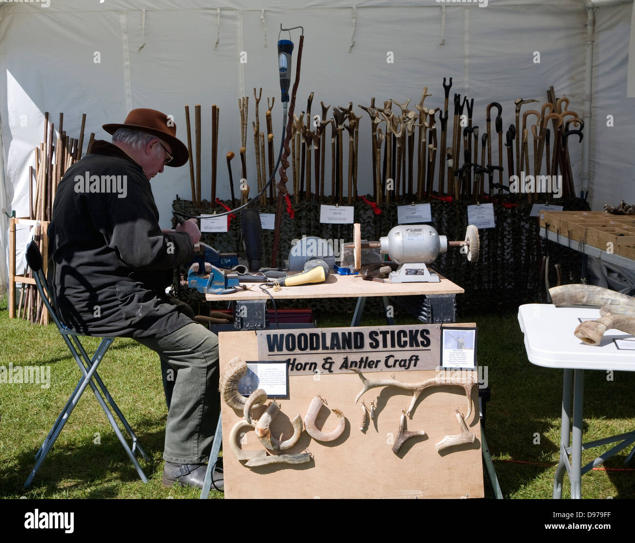 Man demonstrating horn and antler craft Mid and West Suffolk show ...