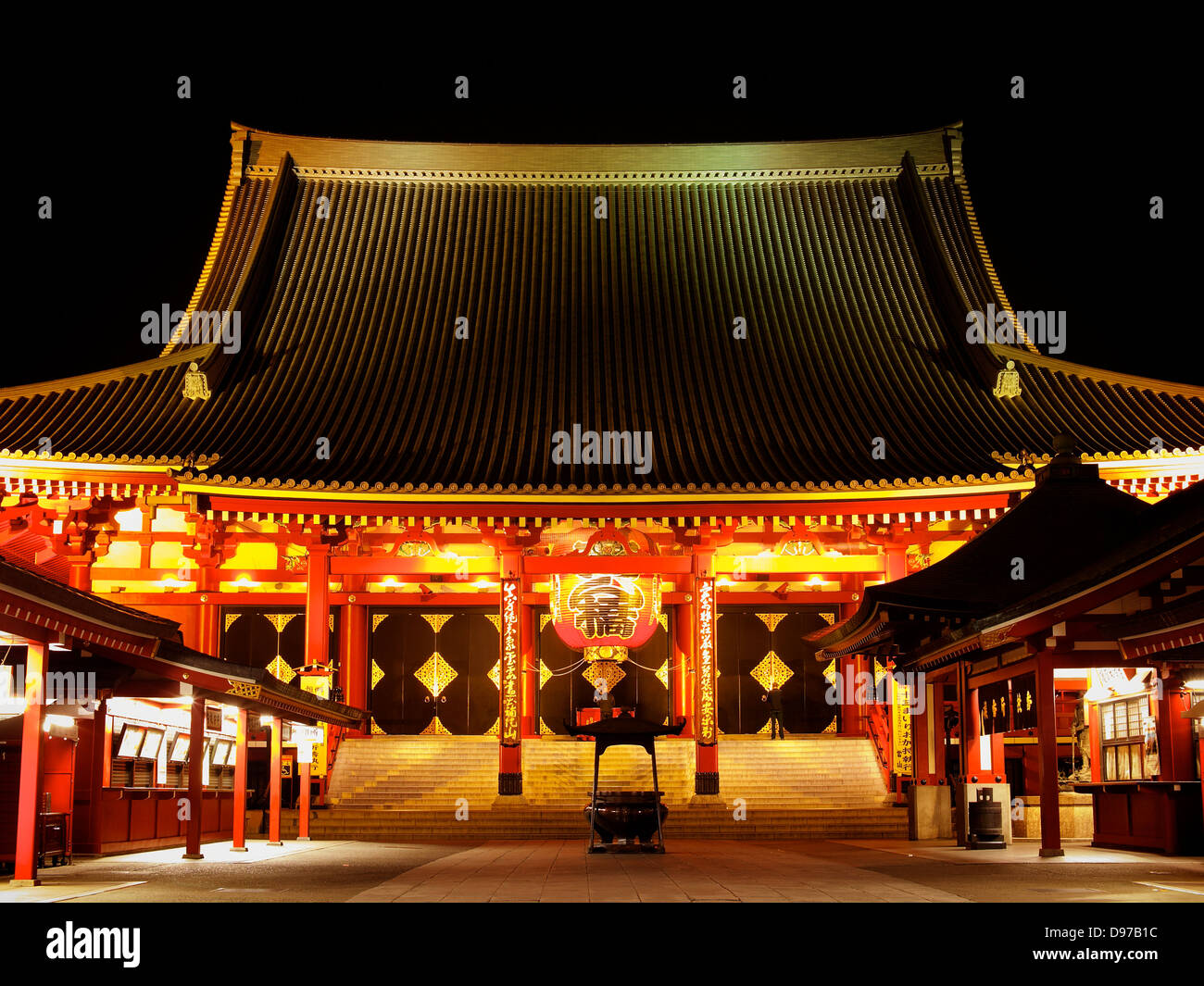 Main Hall of Senso-ji Temple Illuminated at Night Stock Photo - Alamy