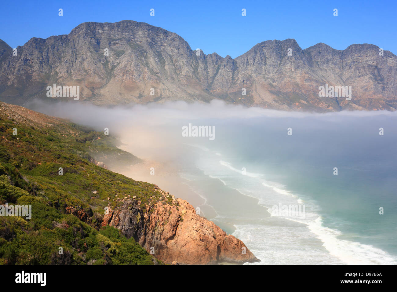 Aerial view of False Bay beach in the Cape Peninsula, Cape Town ...
