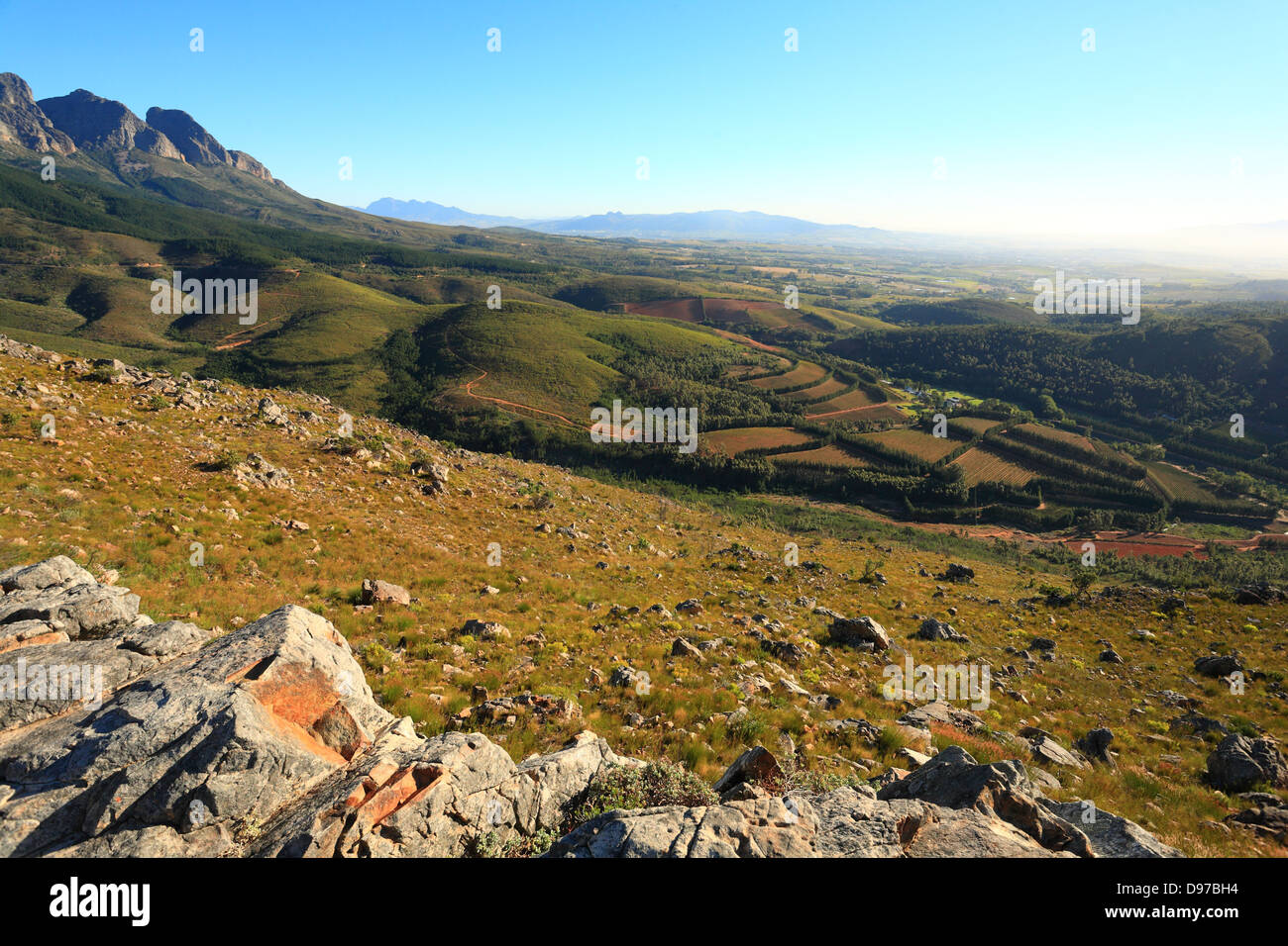Aerial view of farmland in Wellington, Western Cape, South Africa ...