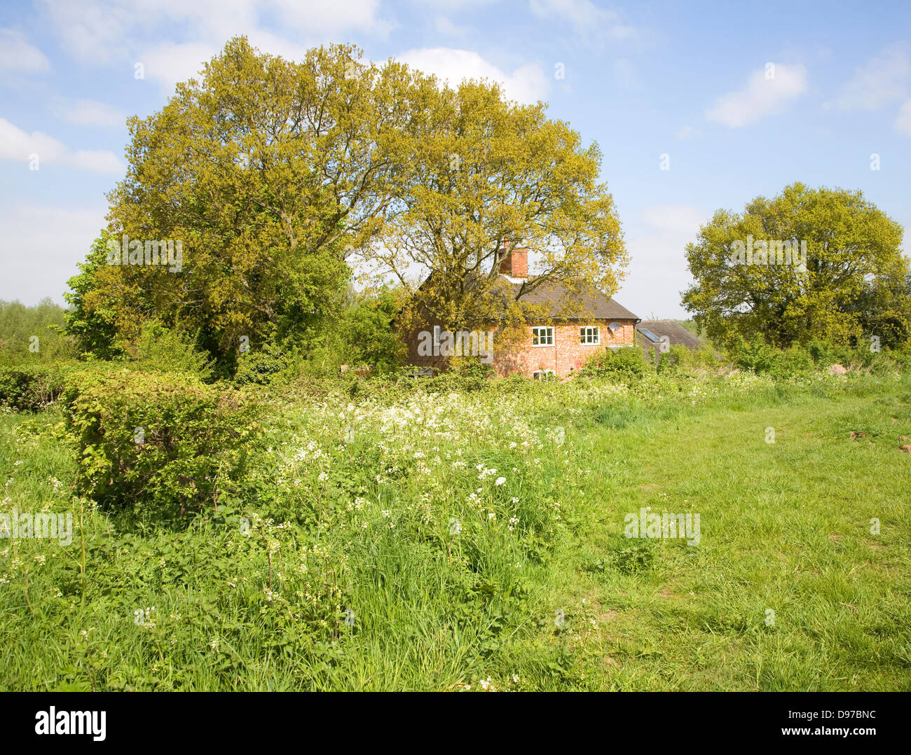 Spring seasonal landscape with detached country cottage, Rendlesham ...
