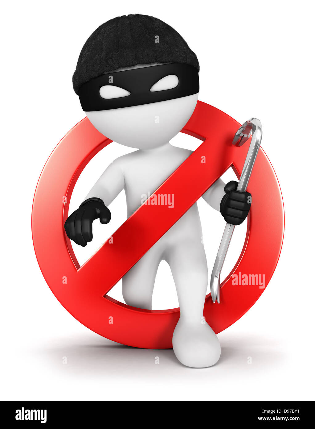 3d white people no thief, isolated white background, 3d image Stock ...