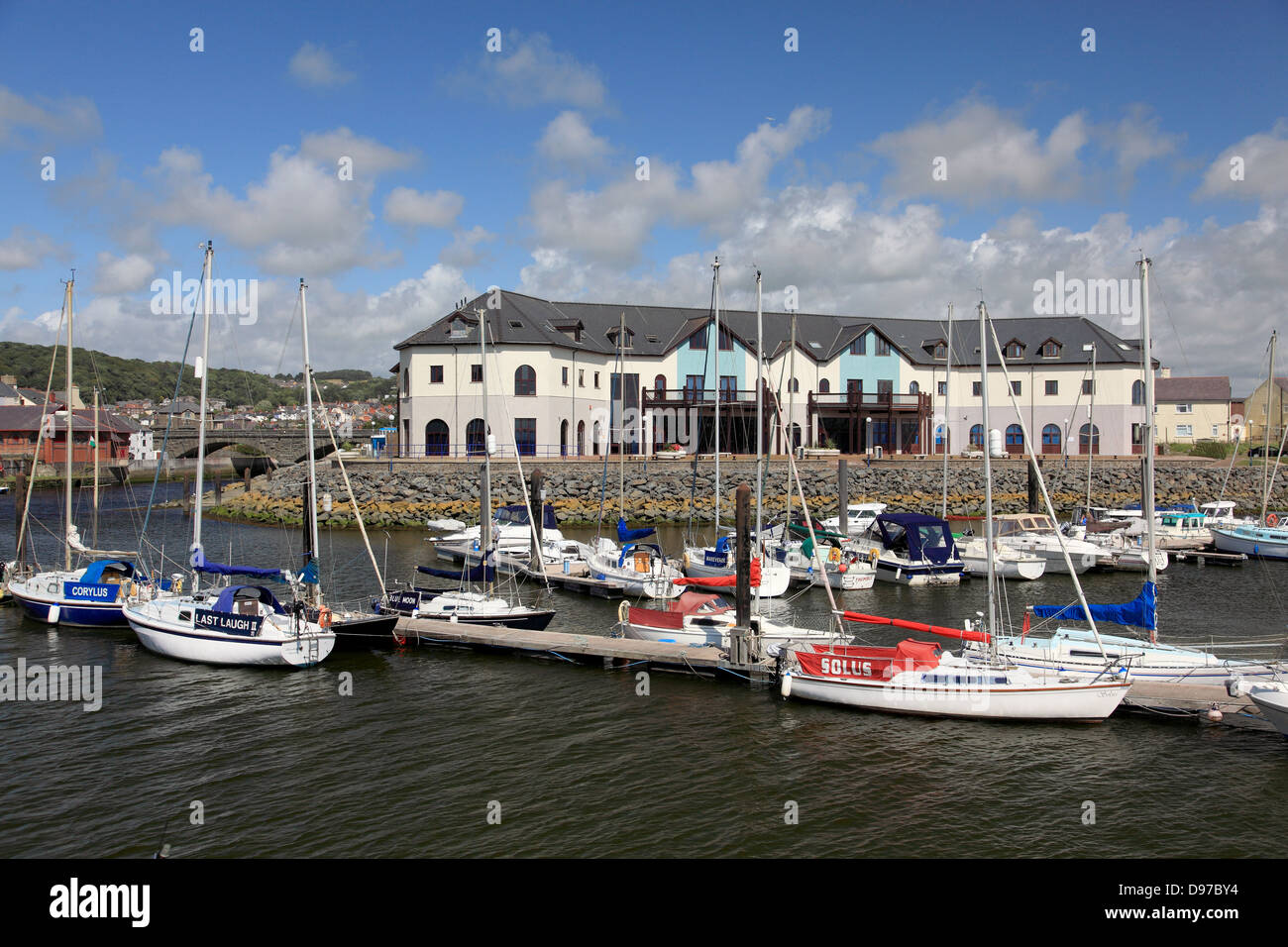 The Marina at Aberystwyth with the river Rheidol and Trefechan bridge ...