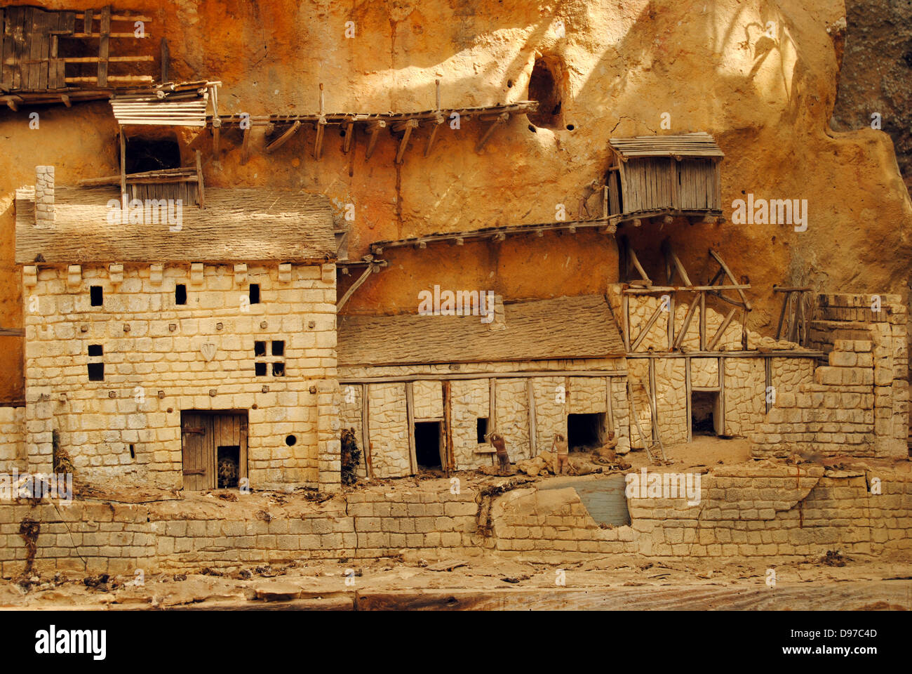 Model of medieval cave life Stock Photo - Alamy