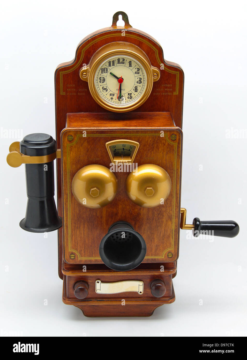 Antique phone with clock isolated on white Stock Photo - Alamy