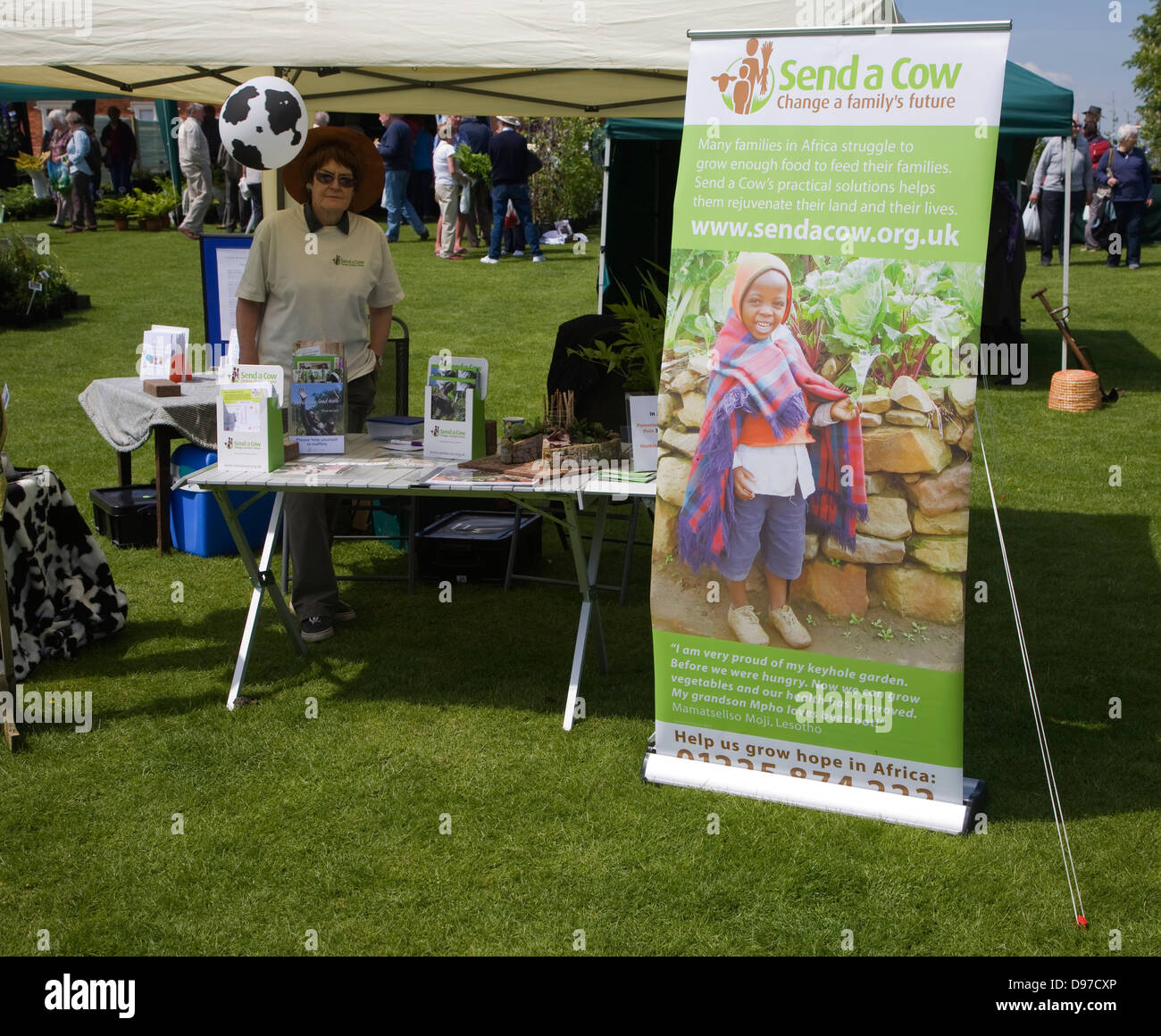 Send a Cow charity stall at garden open day, Helmingham Hall, Suffolk ...