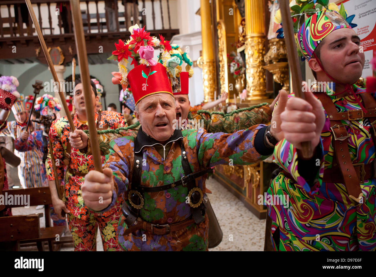A group of "devils" on the church dancing and screaming Stock Photo - Alamy