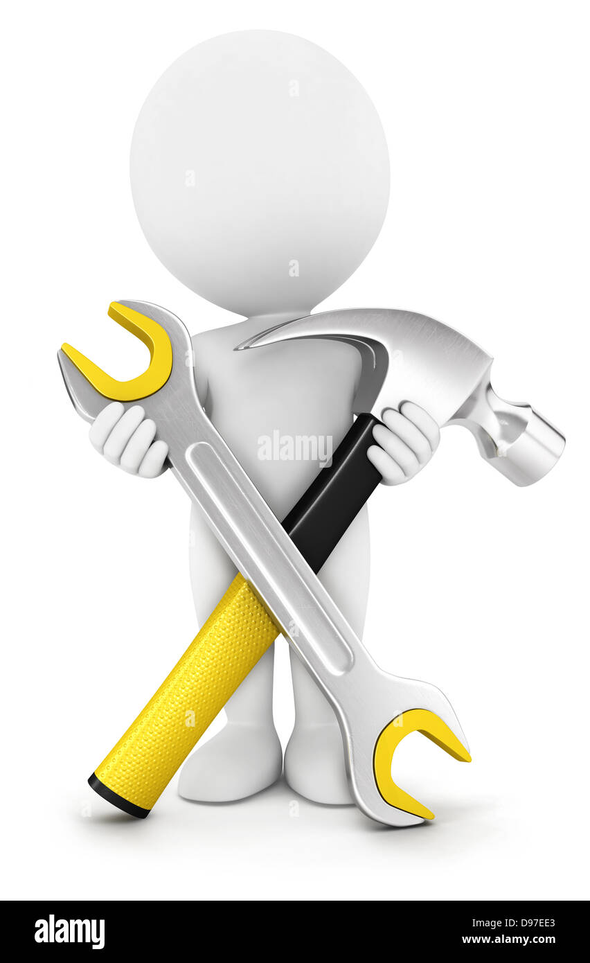 Mechanic 3d little human character High Resolution Stock Photography ...